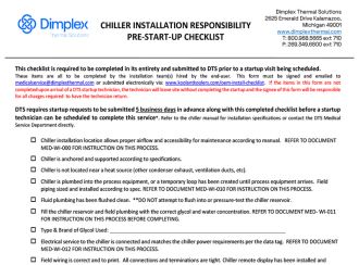 Medical Pre-Start Up Install Checklist | Dimplex Thermal Solutions